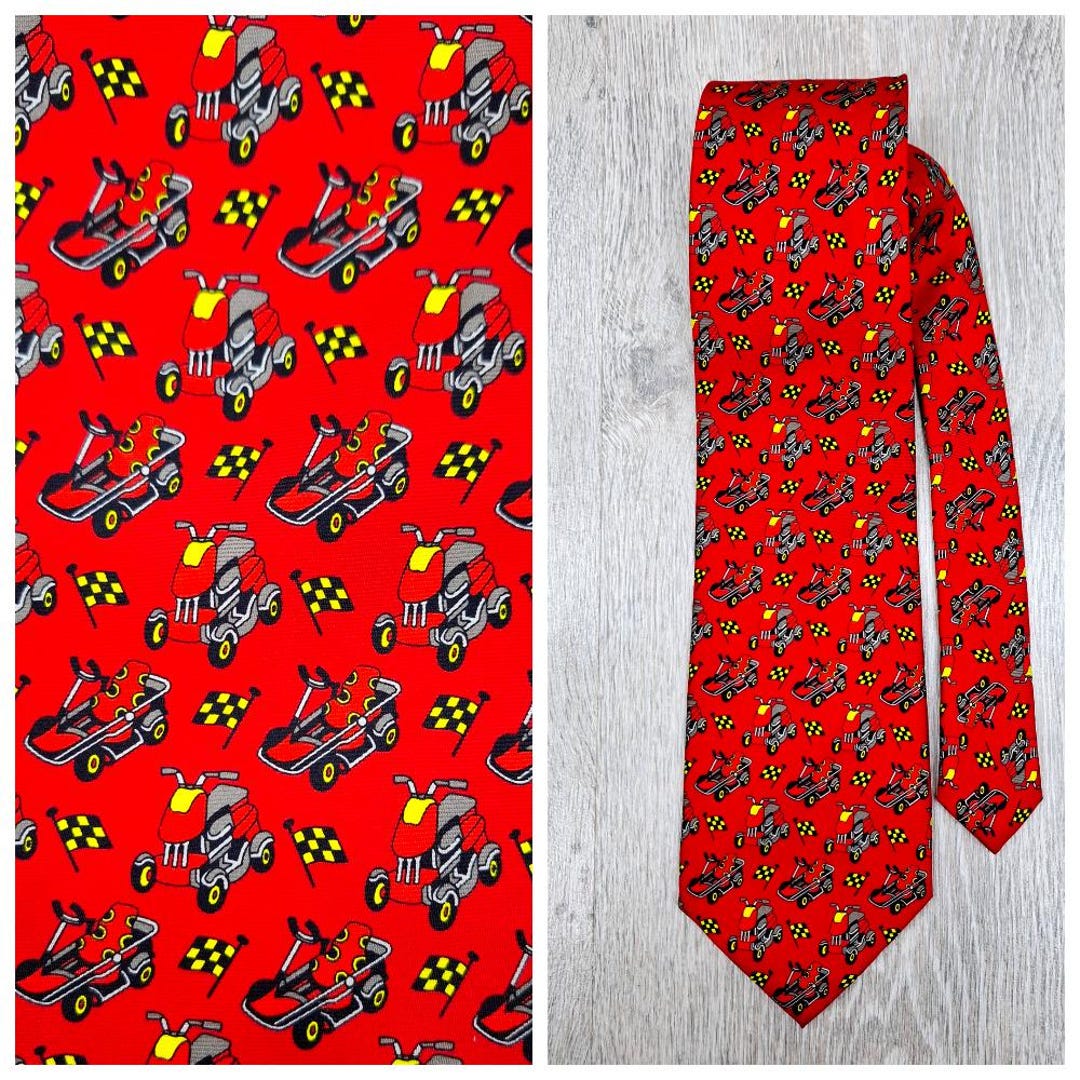 Italy Mens Necktie Red Formula 1 Print Tie Collectible Tie Vintage ...