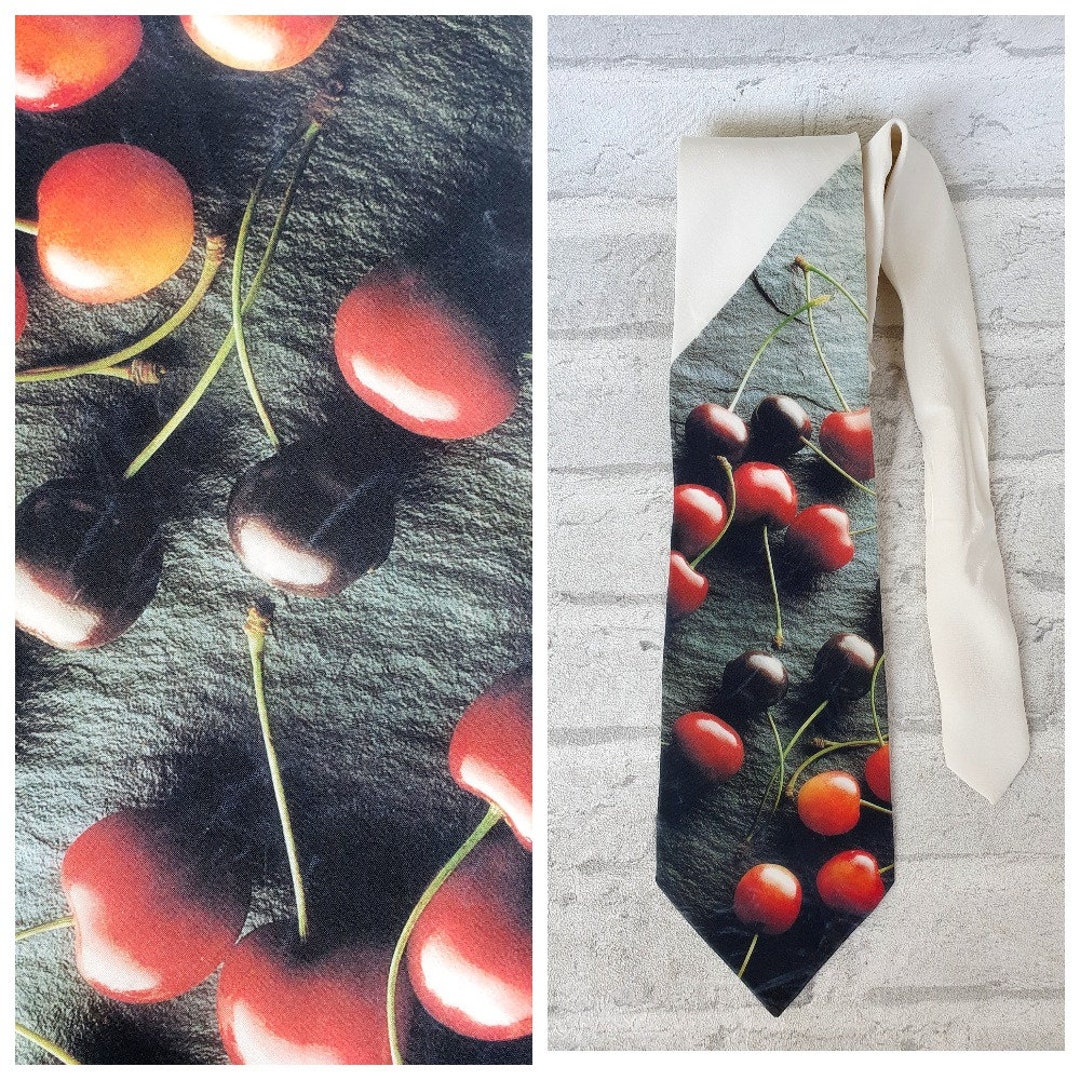 Mens Necktie Cherry Print Necktie Teacher Gift Teacher Wedding Tie ...