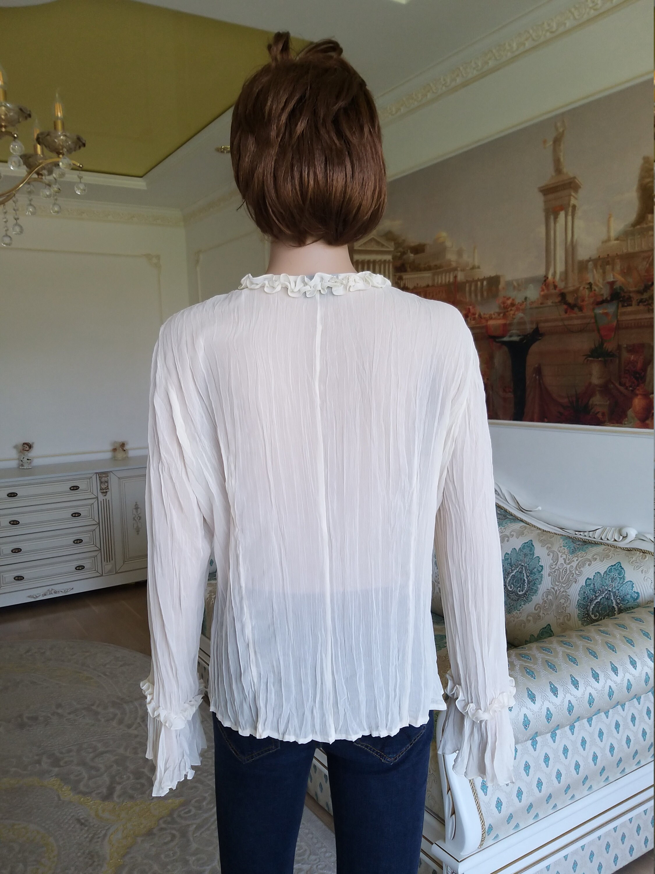 Ivory Ruffle Front Blouse