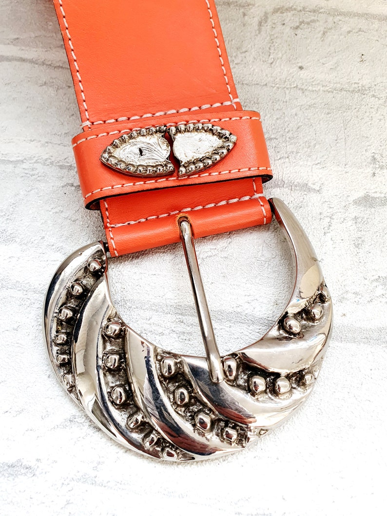 Coral Belt Wide Leather Belt L Womens Belt Corset Belt Genuine - Etsy
