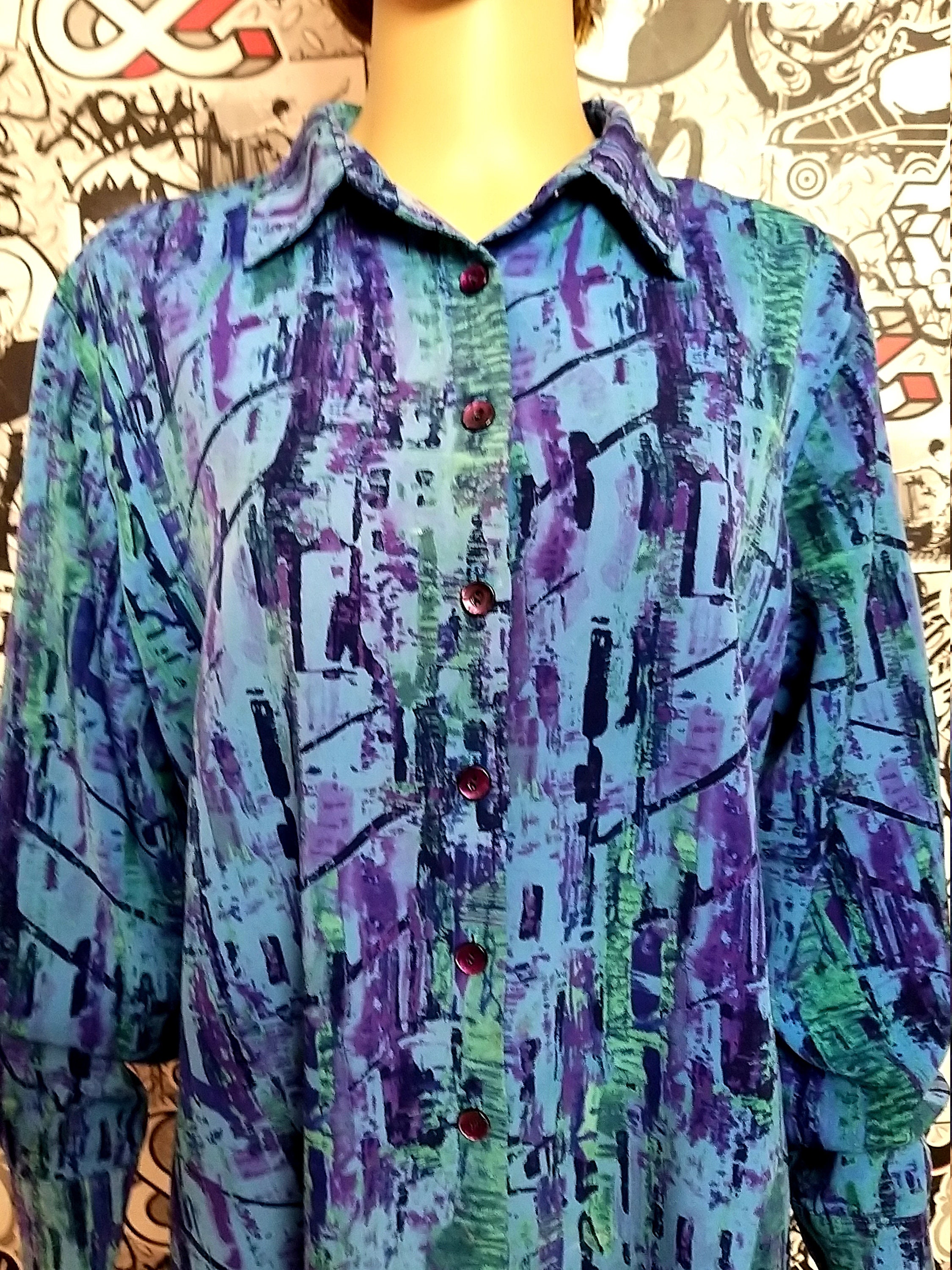 Womens shirt button shirt formal abstract blouse abstract | Etsy