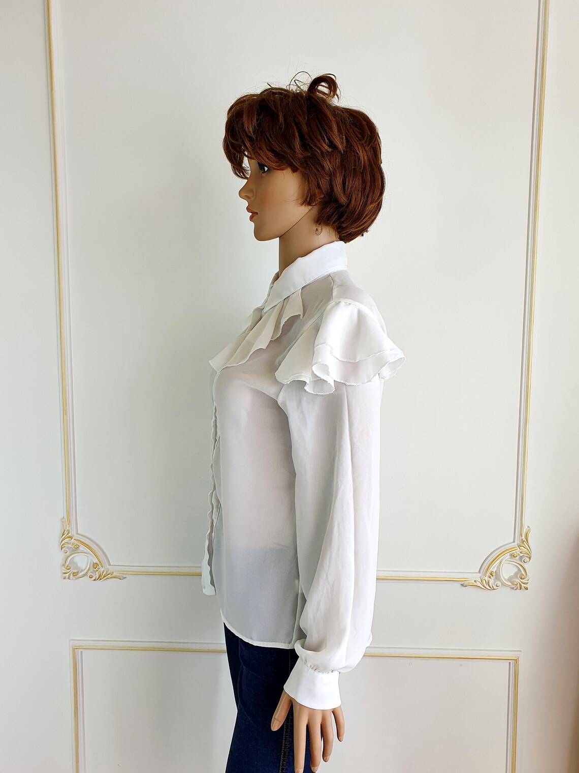 White Ruffle Shirt Boho Shirt Womens Shirt Ruffle Blouse White - Etsy