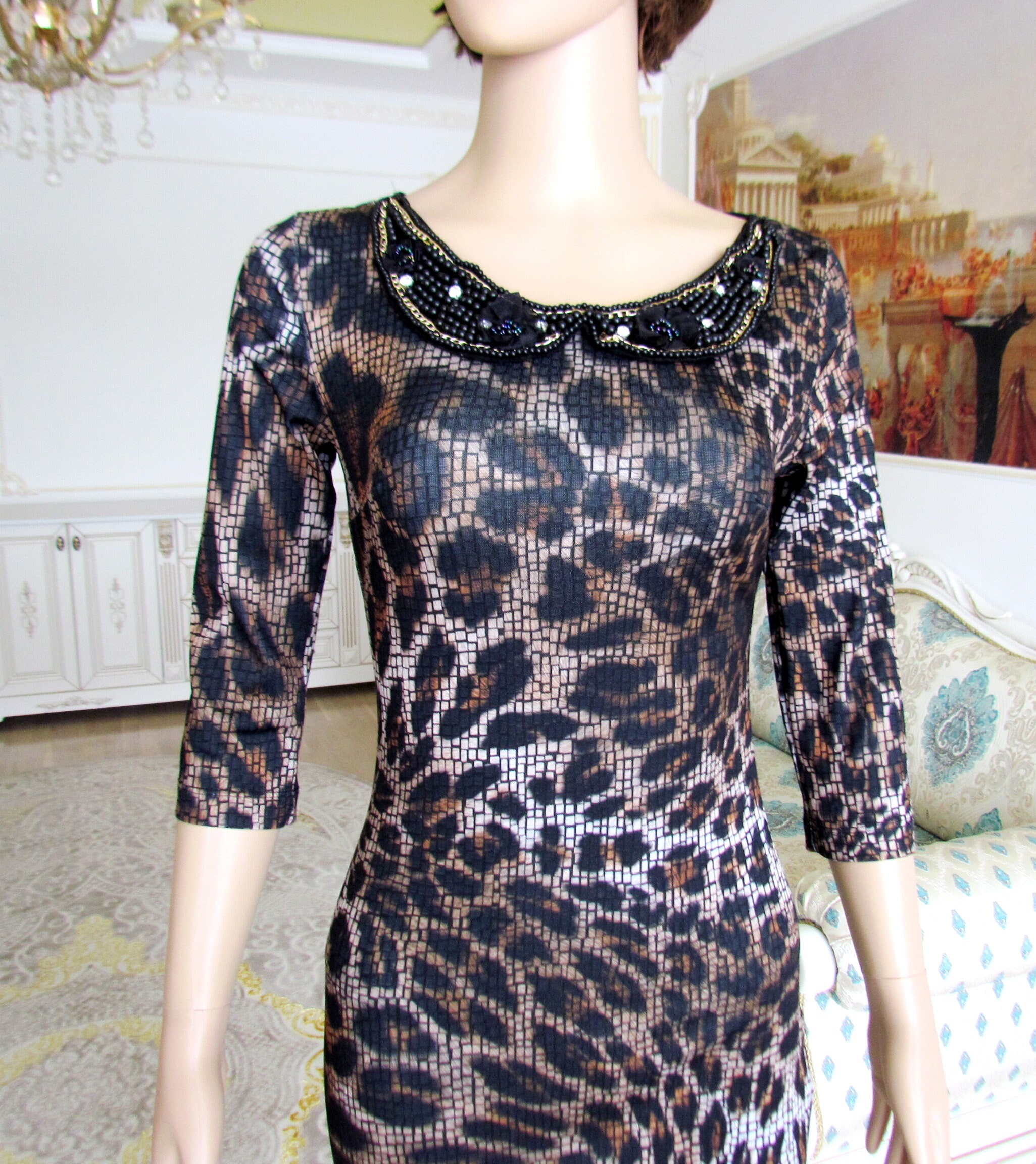 90s Leopard Print Dress Vintage Leopard Clothing Women Dress Mini Dress ...