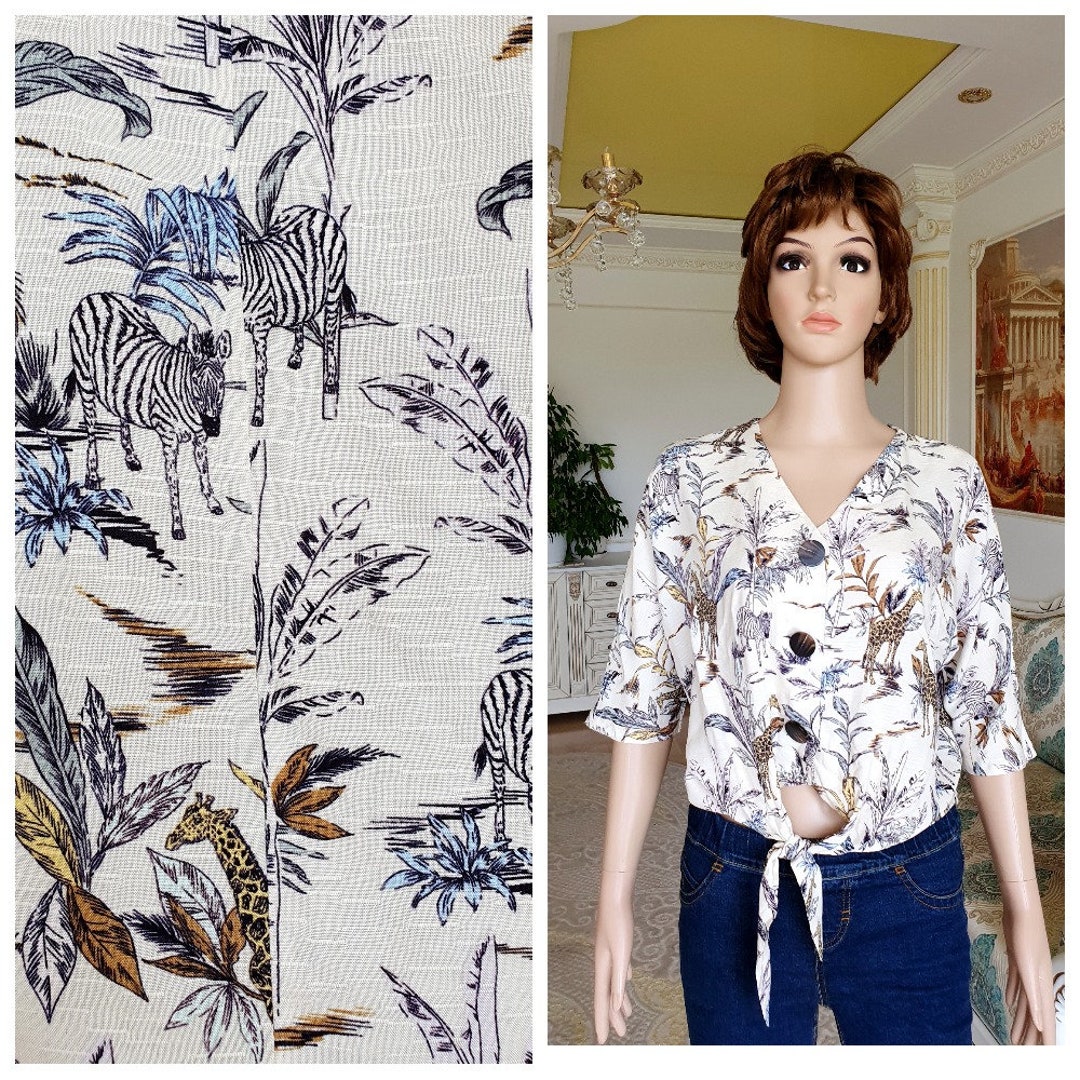 Giraffe Print Blouse Giraffe Top Womens Blouse Zebra Print Blouse Boho ...