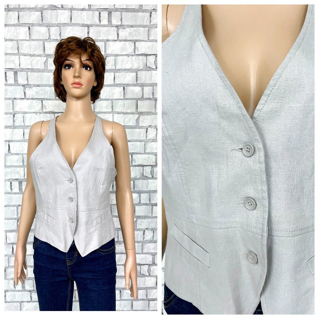 Beige Linen Vest S Beige Linen Top Womens Vest Linen Vest Vintage ...