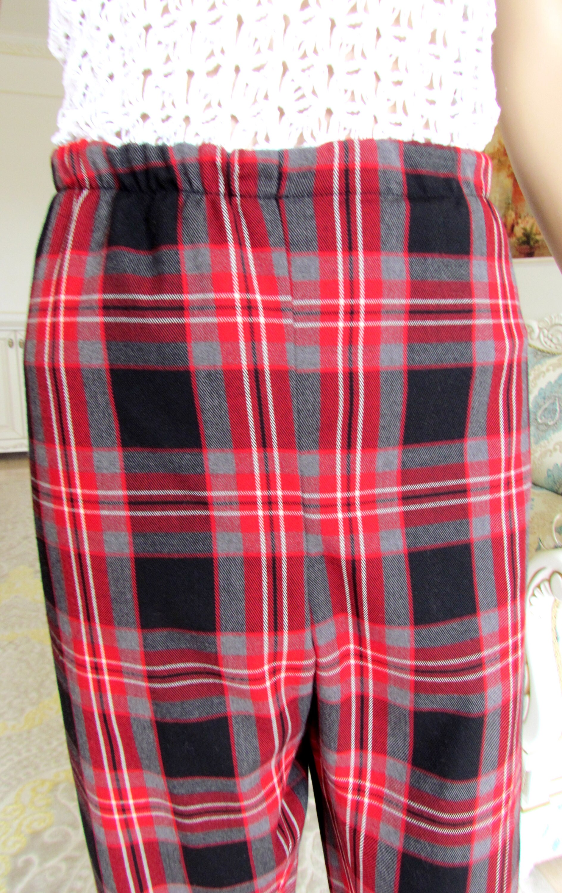 Womens Plaid Pants RED Plaid Pants Retro Pants Womens Pants - Etsy