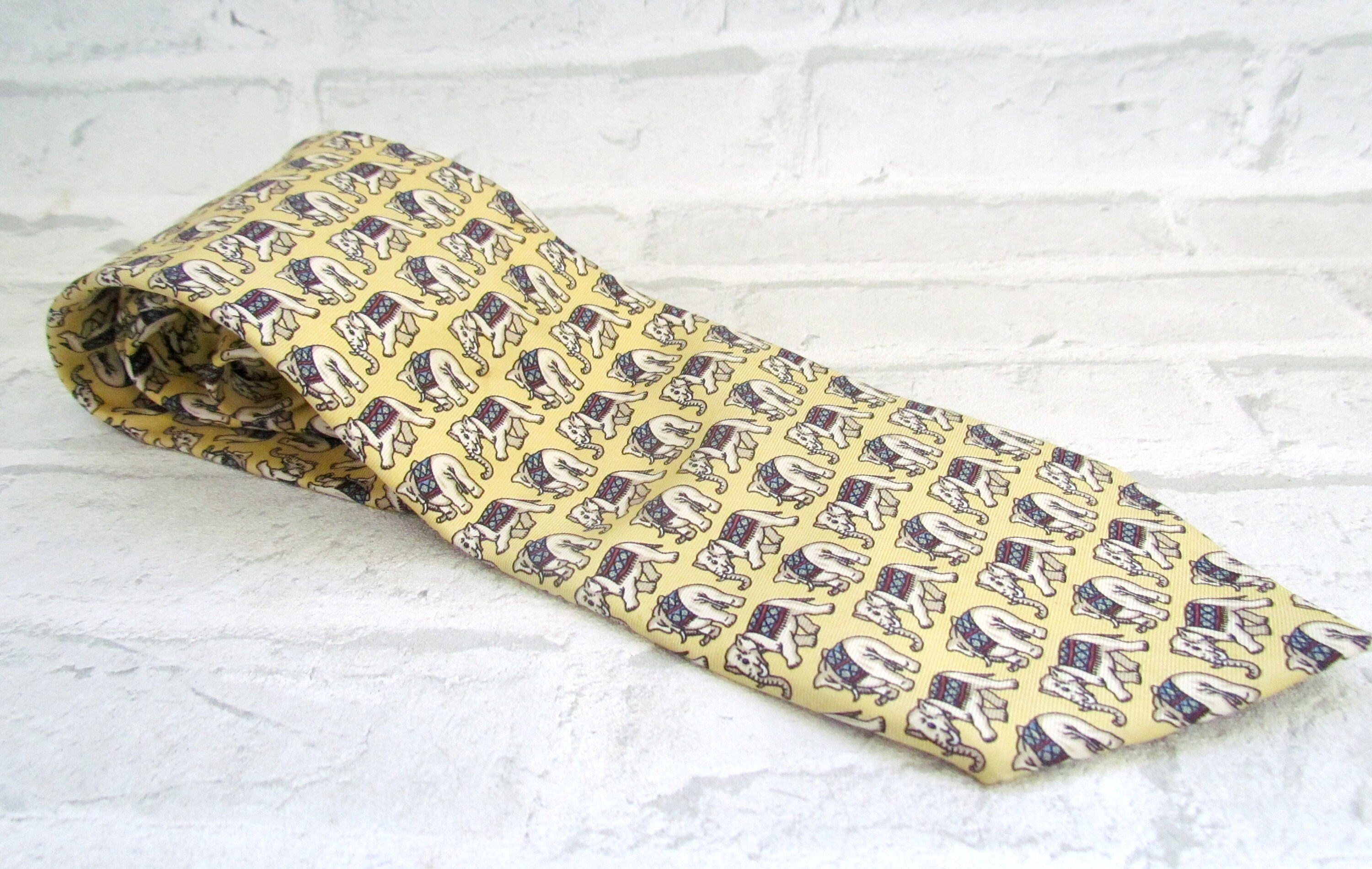 Silk Tie Silk Necktie Animal Print Animal Necktie Elephant Print Tie ...