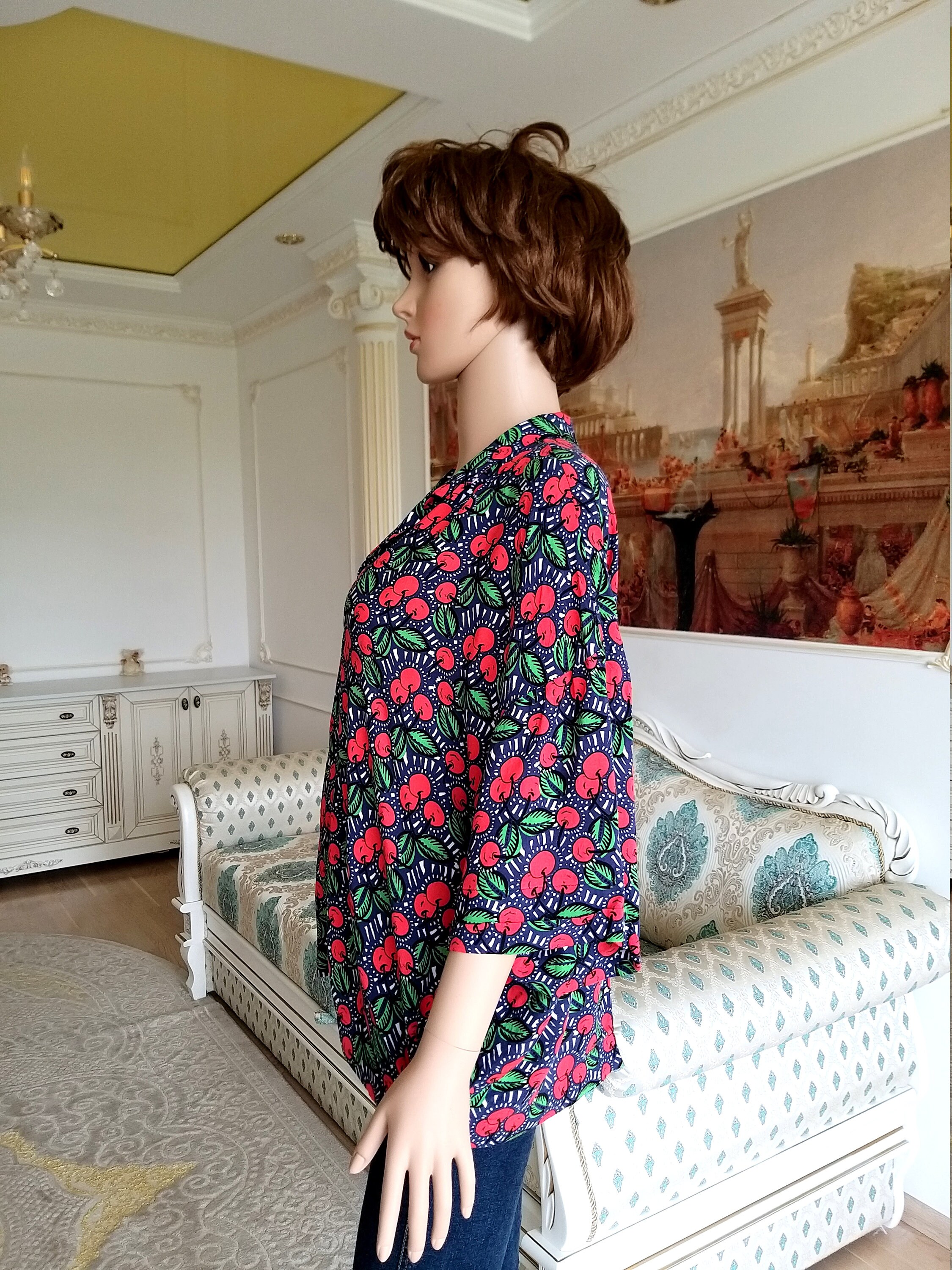 Womens shirt cherry print clothing Vintage cherry shirt cherry | Etsy