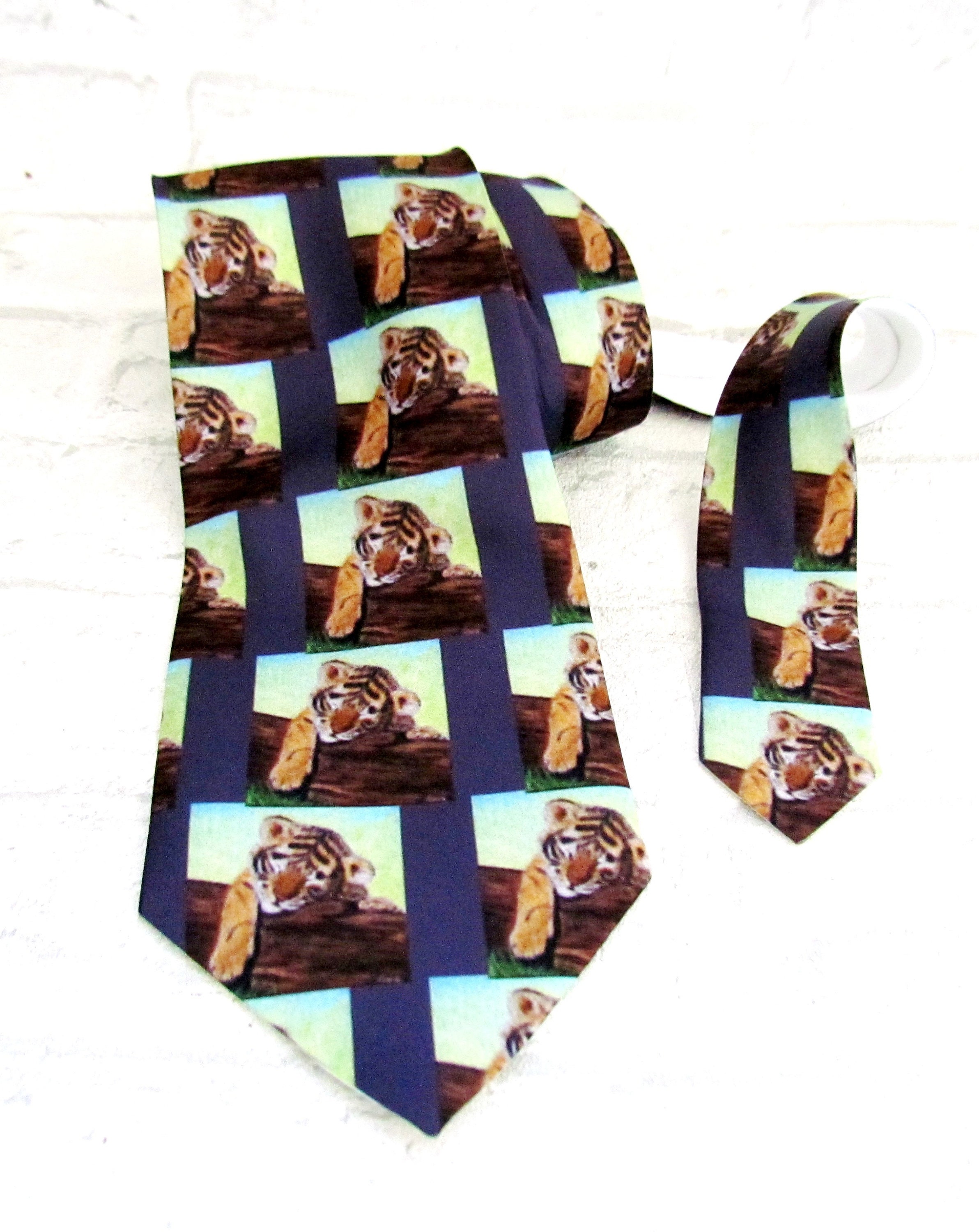 Animal Tie Animal Necktie Tiger Print Tie Vintage Mens Necktie | Etsy