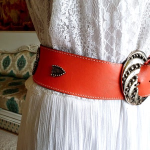 Coral Belt Wide Leather Belt L Womens Belt Corset Belt Genuine - Etsy