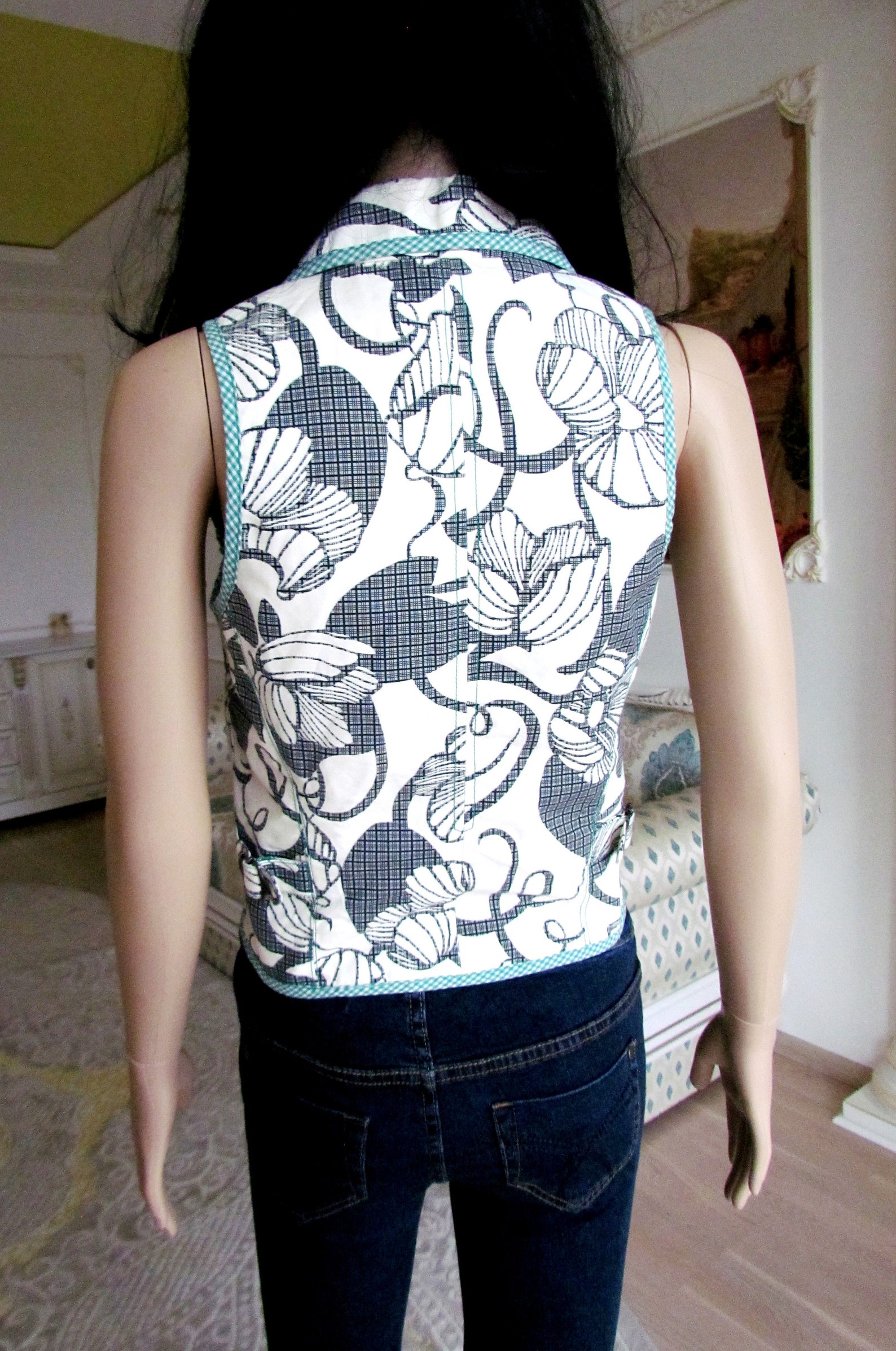 Floral Top Floral Vest White Vest Boho Vest Patterned Top | Etsy
