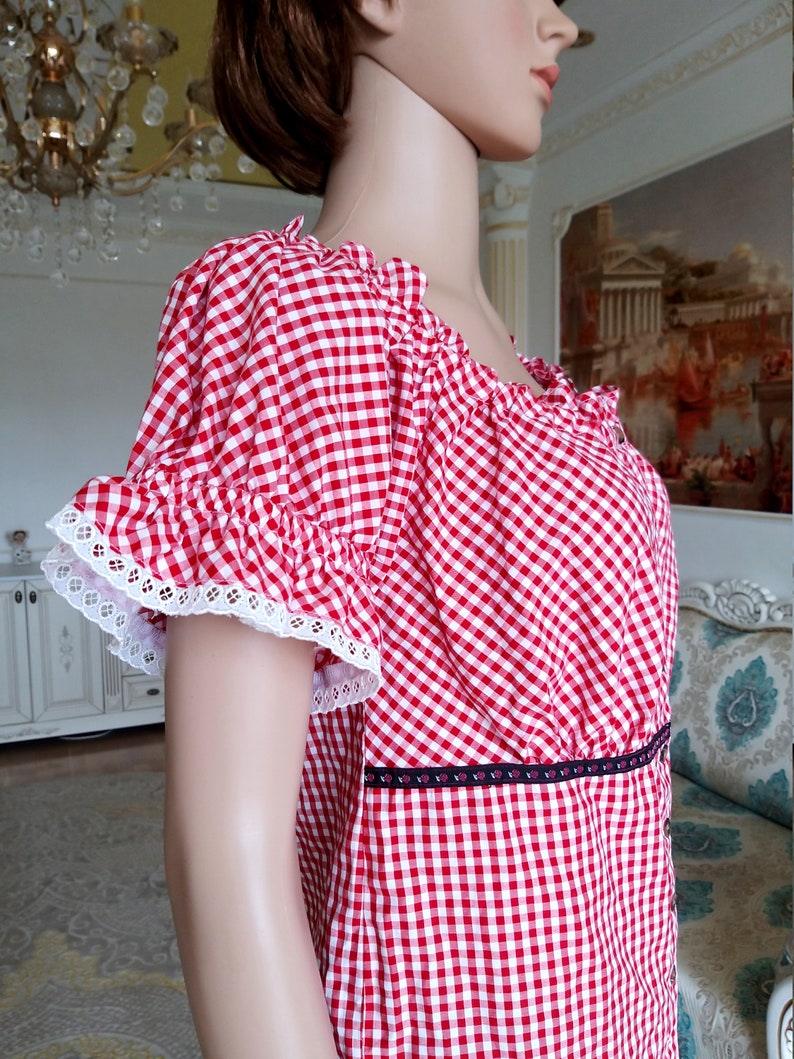Red Gingham Shirt Gingham Dirndl Blouse Gingham Blouse Dirndl Top ...