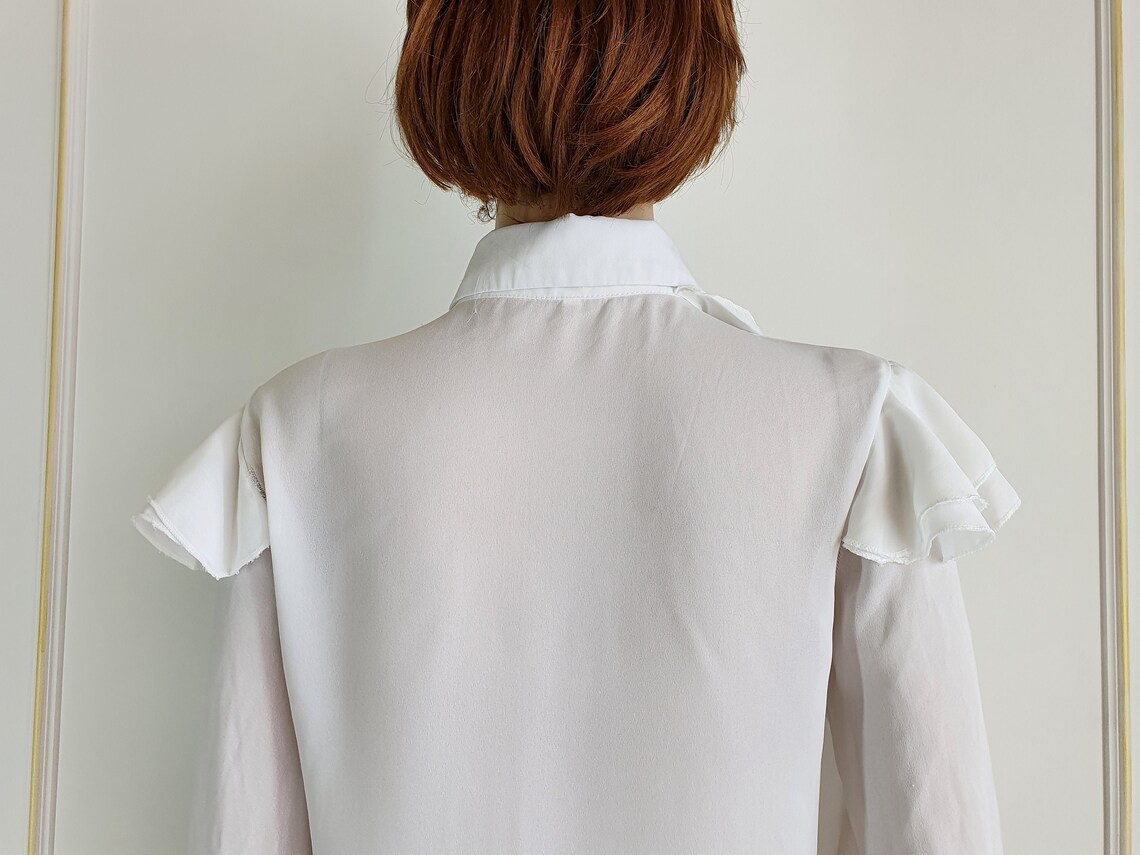 White Ruffle Shirt Boho Shirt Womens Shirt Ruffle Blouse White - Etsy