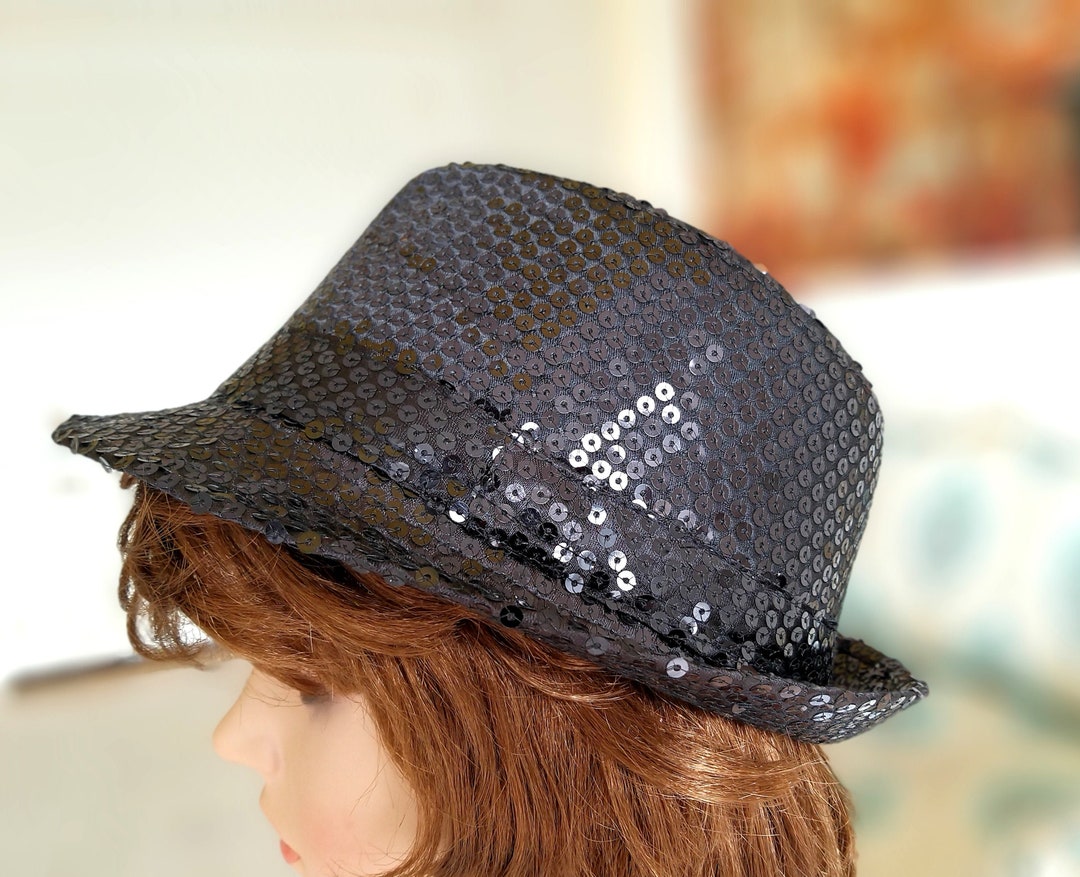 Disco Accessories Disco Cap Disco Hat Black Sequins Cap Women Hat Women ...