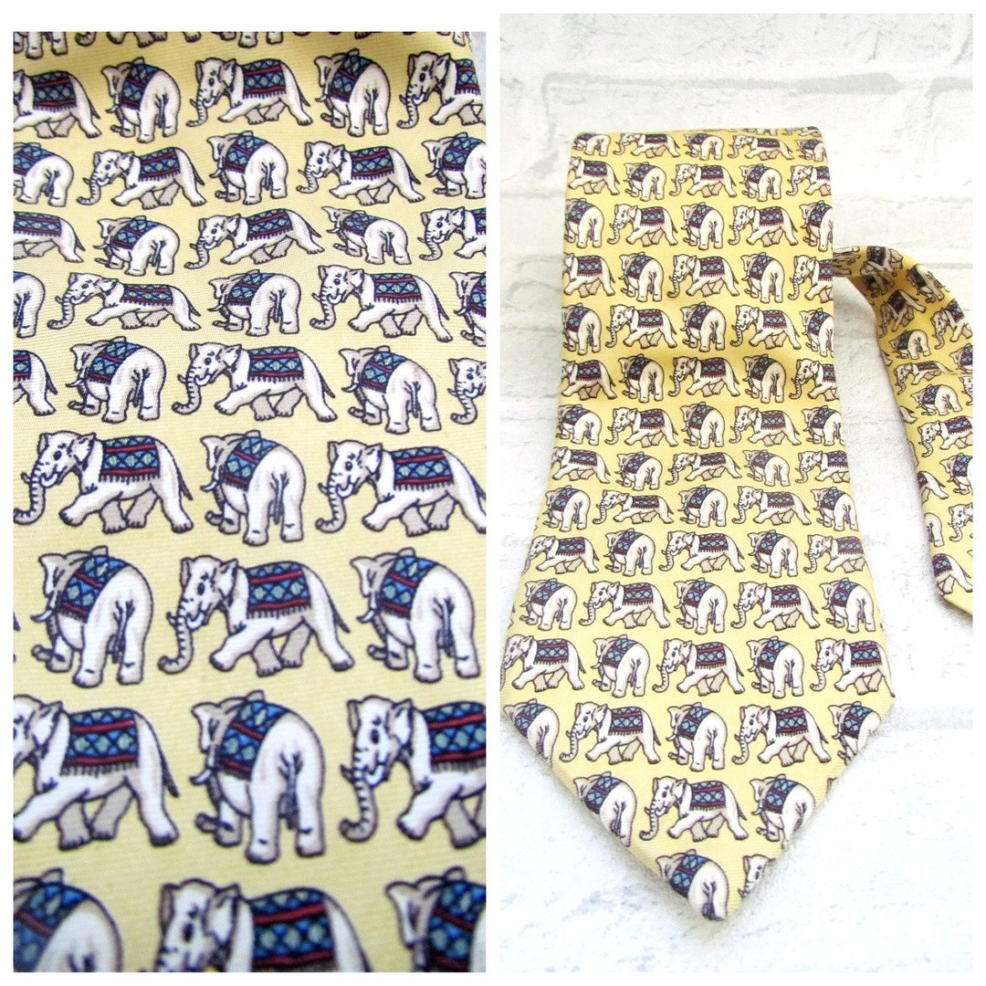 Silk Tie Silk Necktie Animal Print Animal Necktie Elephant Print Tie ...