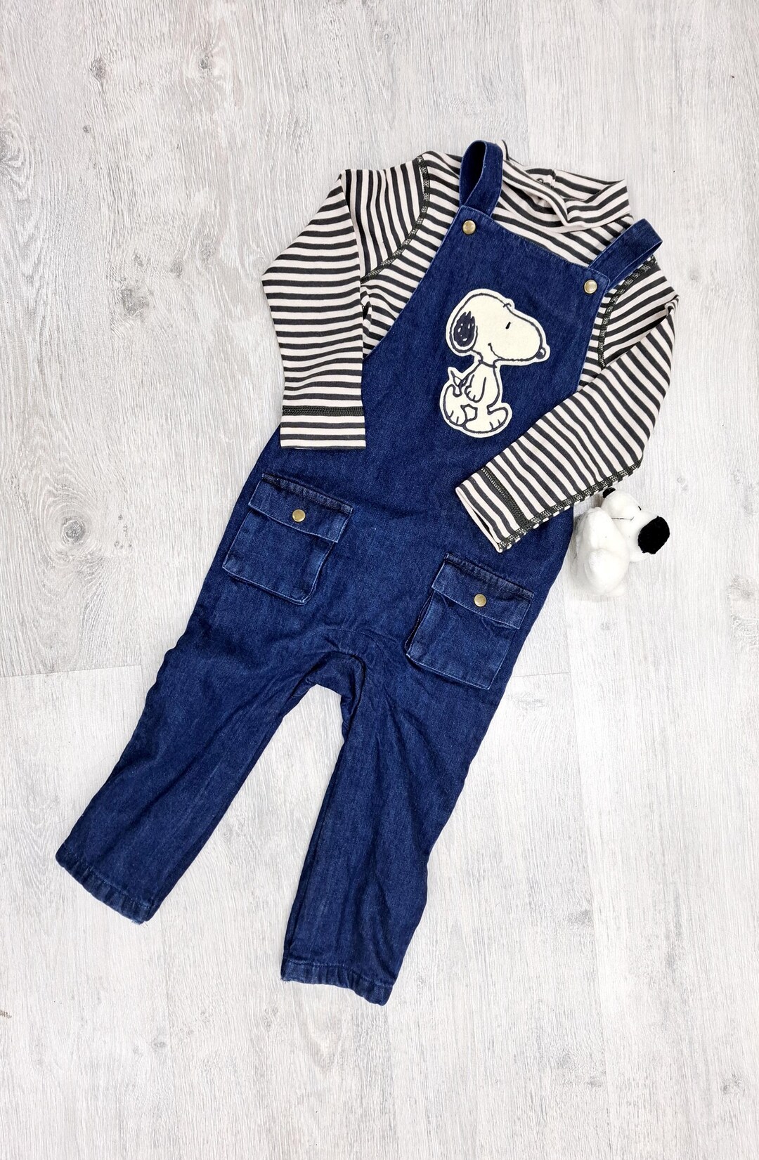 18-24 Months Snoopy Print Jeans Overalls Pants Baby Kids Overall Denim ...