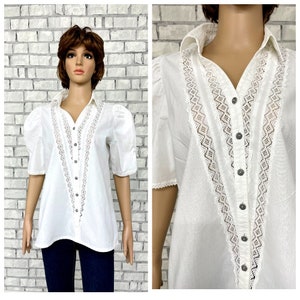 80s Eyelet Lace Blouse Austrian White Top Victorian 80s Eyelet Lace Blouse Austrian White Top Victorian