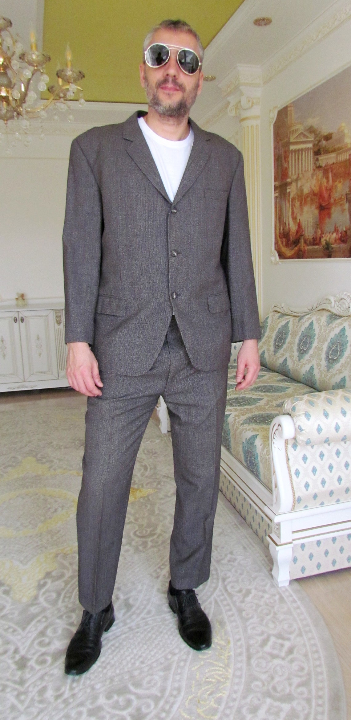 Mens Suit Vintage Gray Mens Suit Retro Suit Two Piece Suit - Etsy
