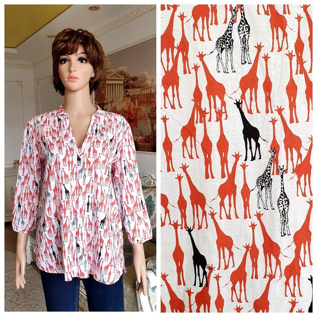 Womens Blouse Womens Shirts Pattern Giraffe Blouse Giraffe Shirts ...