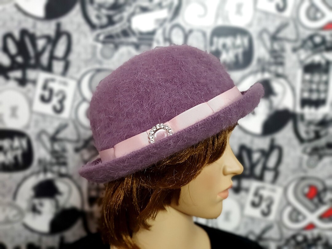 Women Accessories Lavender Hat Women Hat Lavender Cap Angora Hat Bucket ...