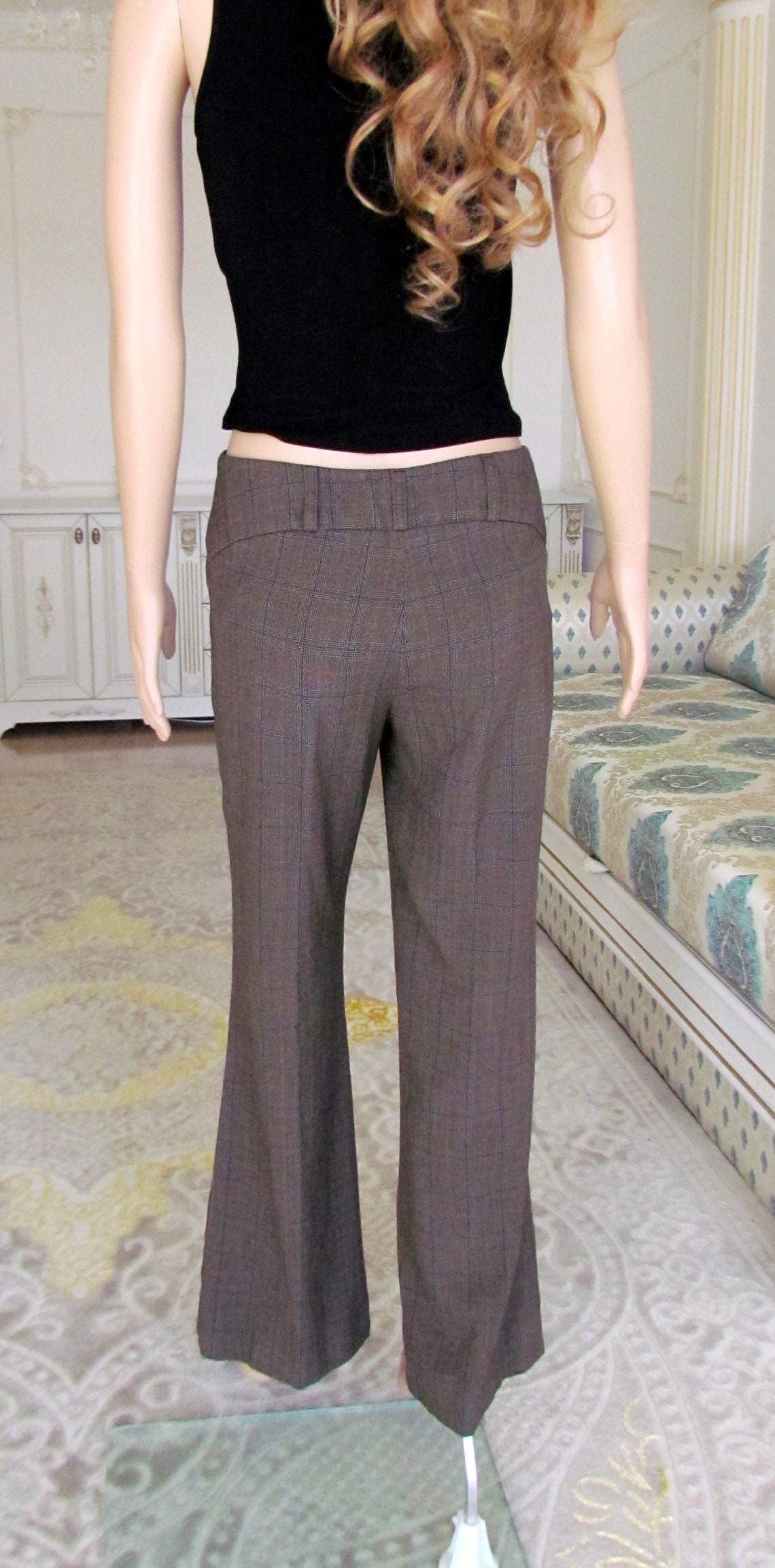 BROWN Plaid Pants womens Plaid Pants Retro Pants womens Pants | Etsy