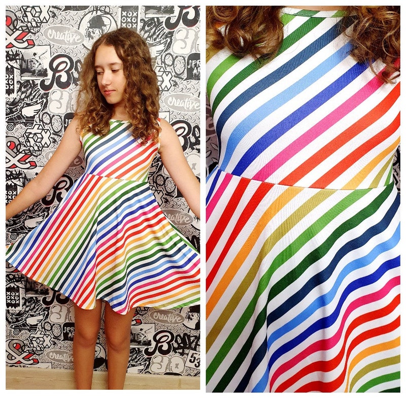 Rainbow Stripe Dress - Etsy
