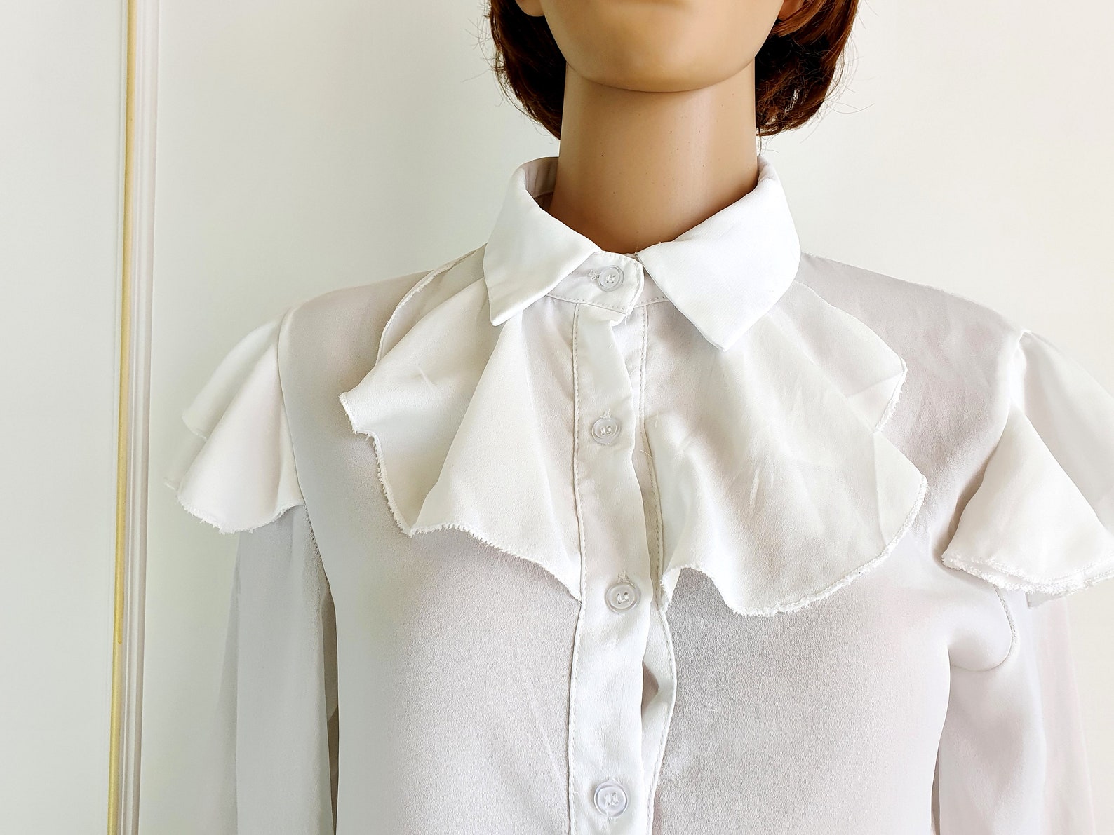 White Ruffle Shirt Boho Shirt Womens Shirt Ruffle Blouse White - Etsy
