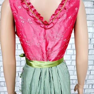 Pink Green Folk Dress M Floral Dirndl Dress Oktoberfest Clothing ...