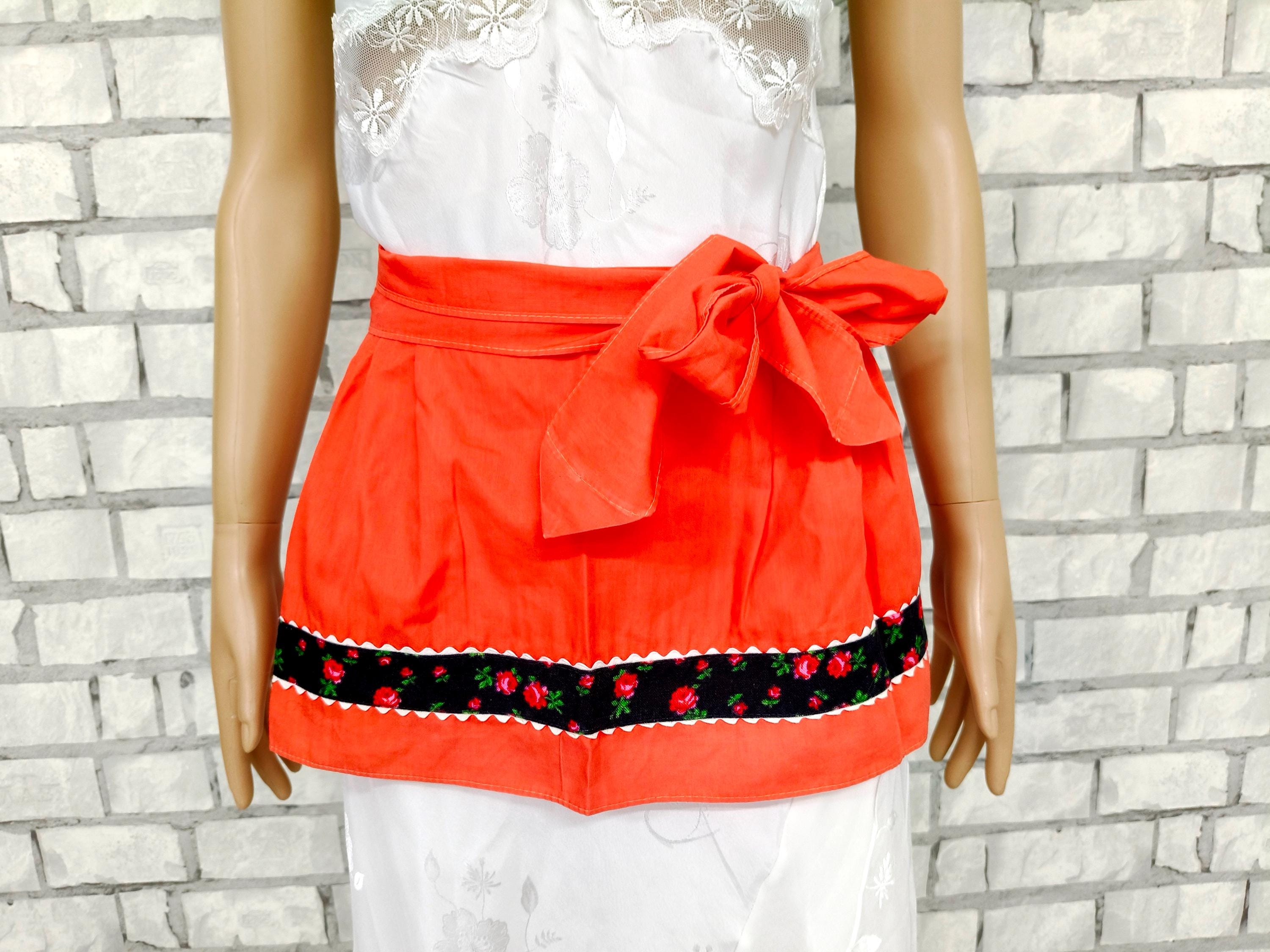 Red Dirndl Apron Half Apron Cotton Apron Oktoberfest Clothing French ...