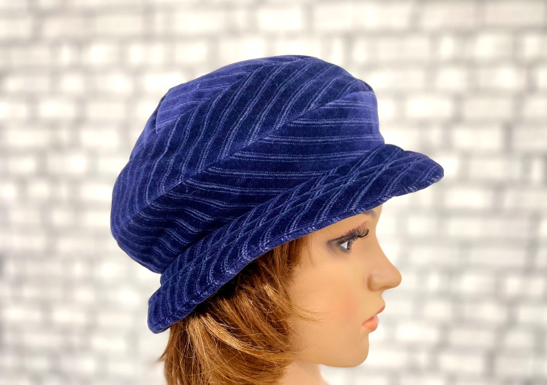 Women Accessories Navy Blue Velvet Hat Women Hat Velvet Cap Velvet ...