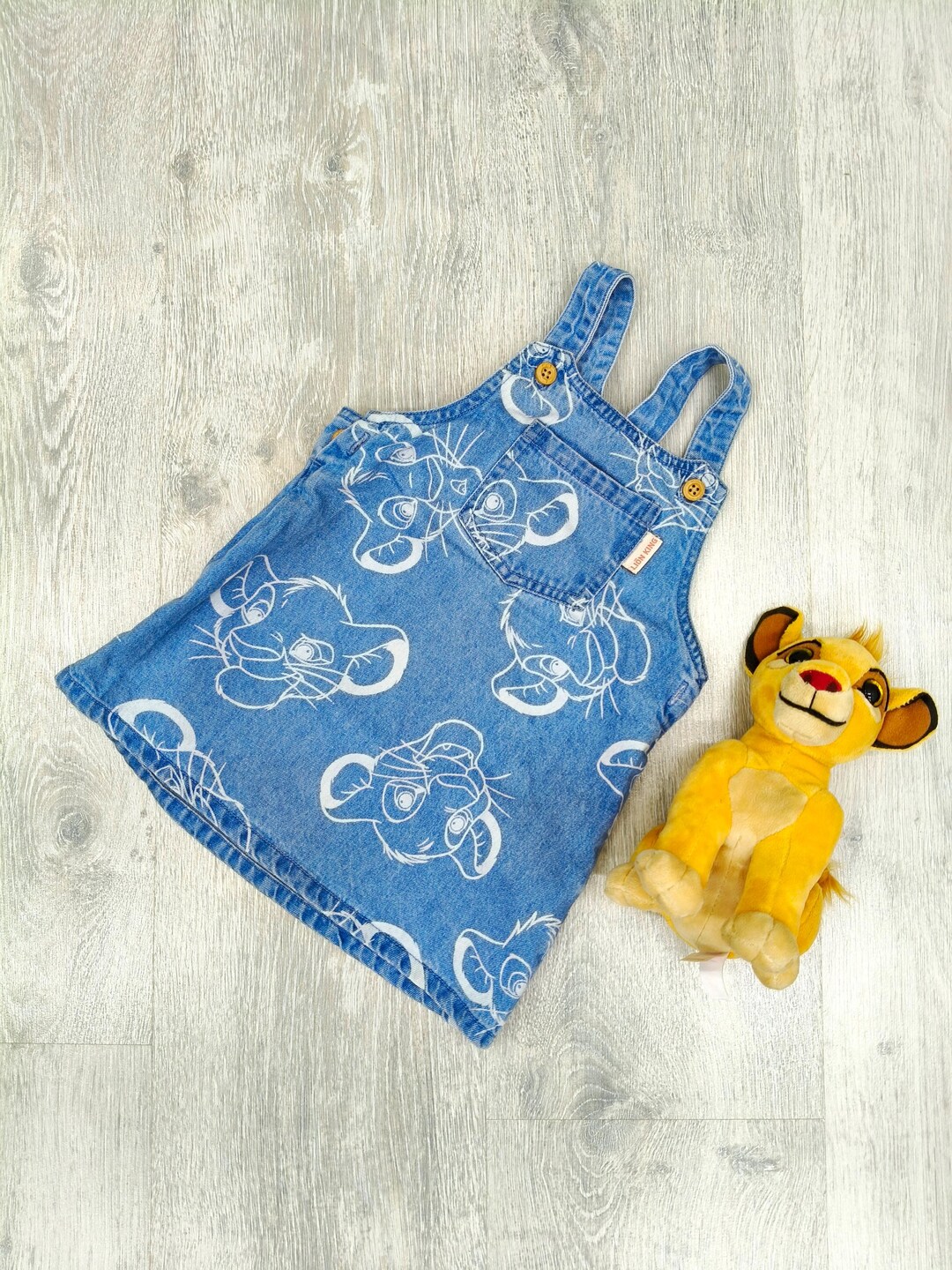 6-9 Months Apron Dress Denim Dress Girls Dress Lion King Nala Print ...