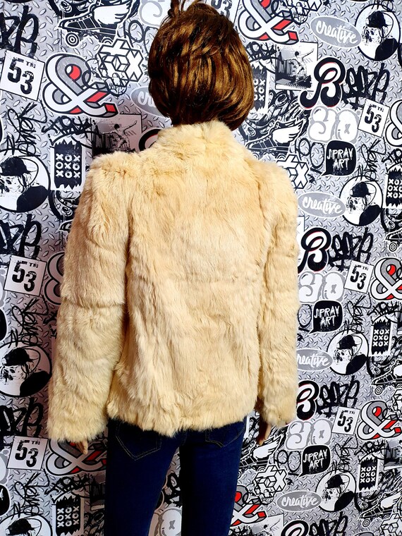 crop fur coat Genuine rabbit fur coat 80s womens coat… - Gem
