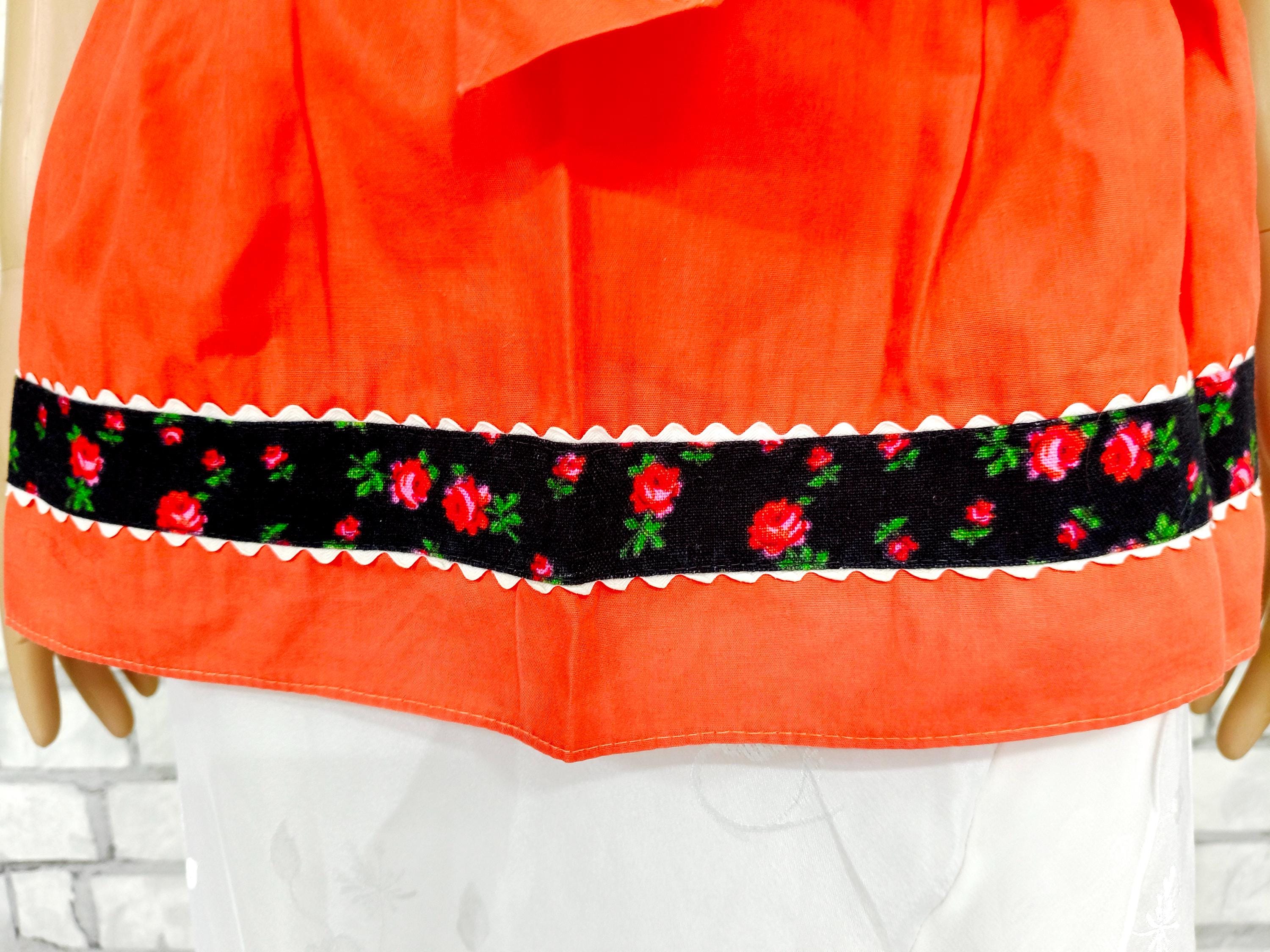 Red Dirndl Apron Half Apron Cotton Apron Oktoberfest Clothing French ...
