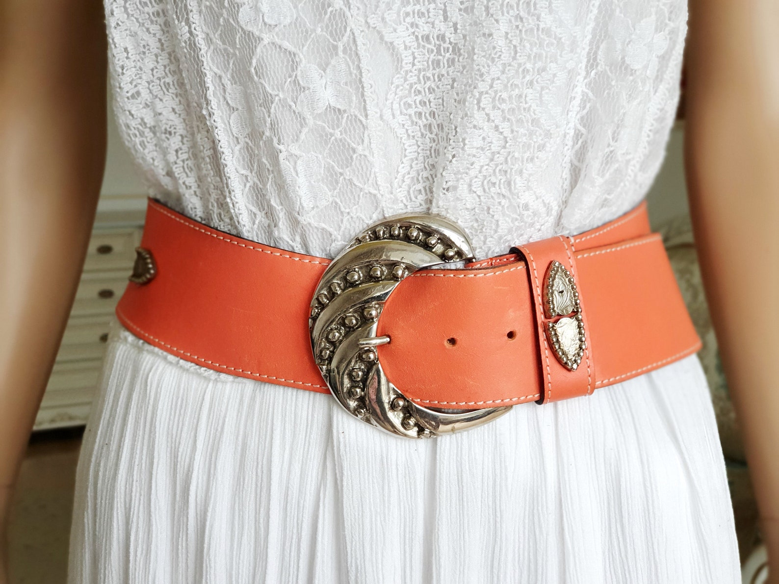 Coral Belt Wide Leather Belt L Womens Belt Corset Belt Genuine - Etsy