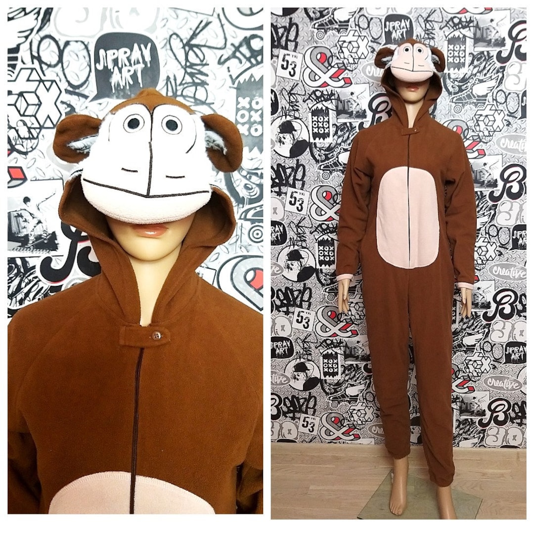 Monkey Kigurumi Monkey Pajamas ADULT Cosplay Monkey Costume Halloween ...