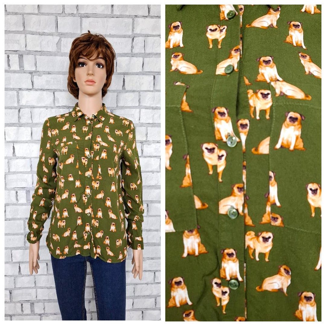 Animal Shirt Minimalist Blouse XS Women Blouse Women Shirt Dog Shirt ...