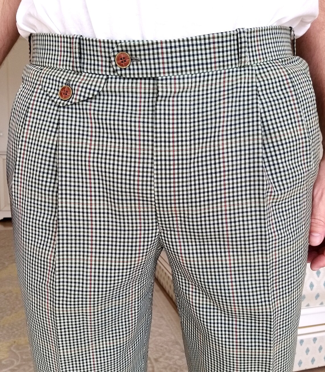 Retro Pants Mens Pants Checkered Pants Plaid Pants pleated | Etsy