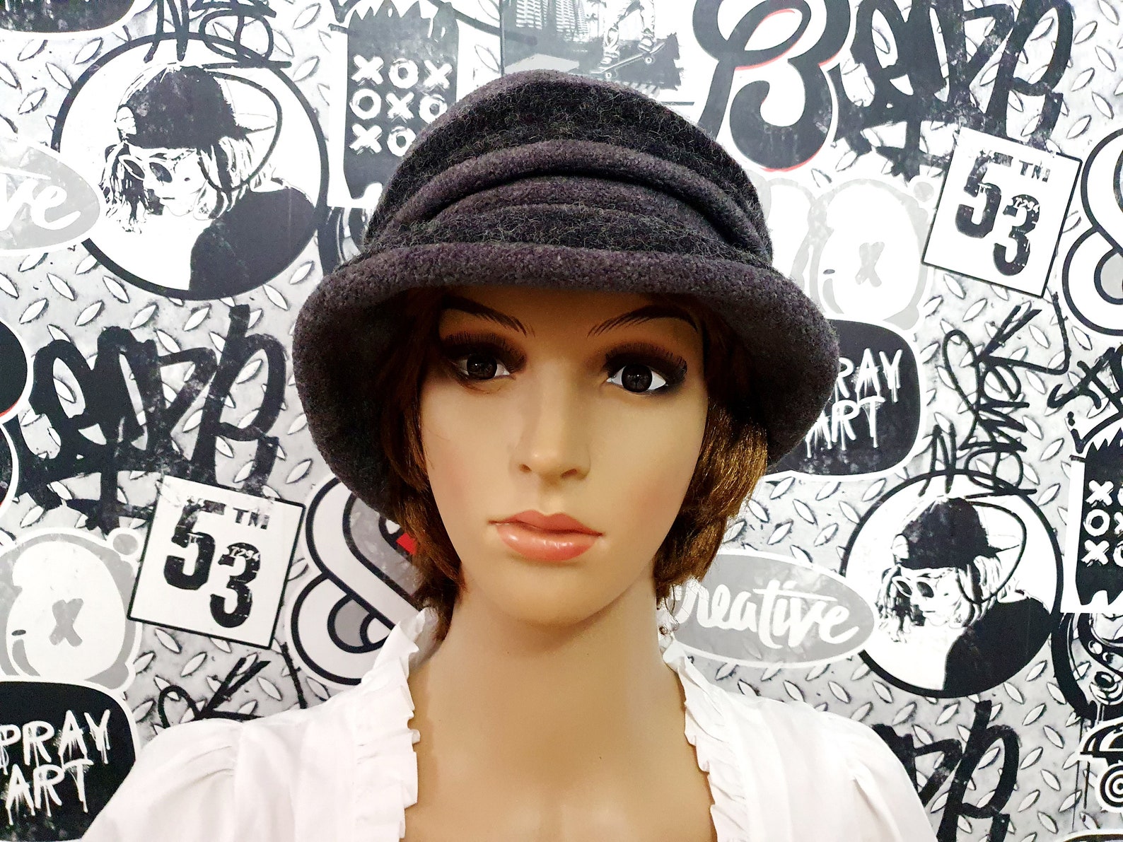 Gray Hat Gray Bucket Hat Women Accessories Wool Hat Women Hat - Etsy