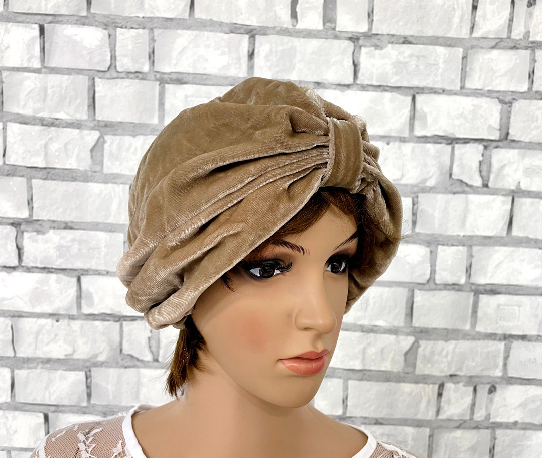 Cream Turban Velvet Hat Beige Velvet Turban Womens Accessories Chemo ...