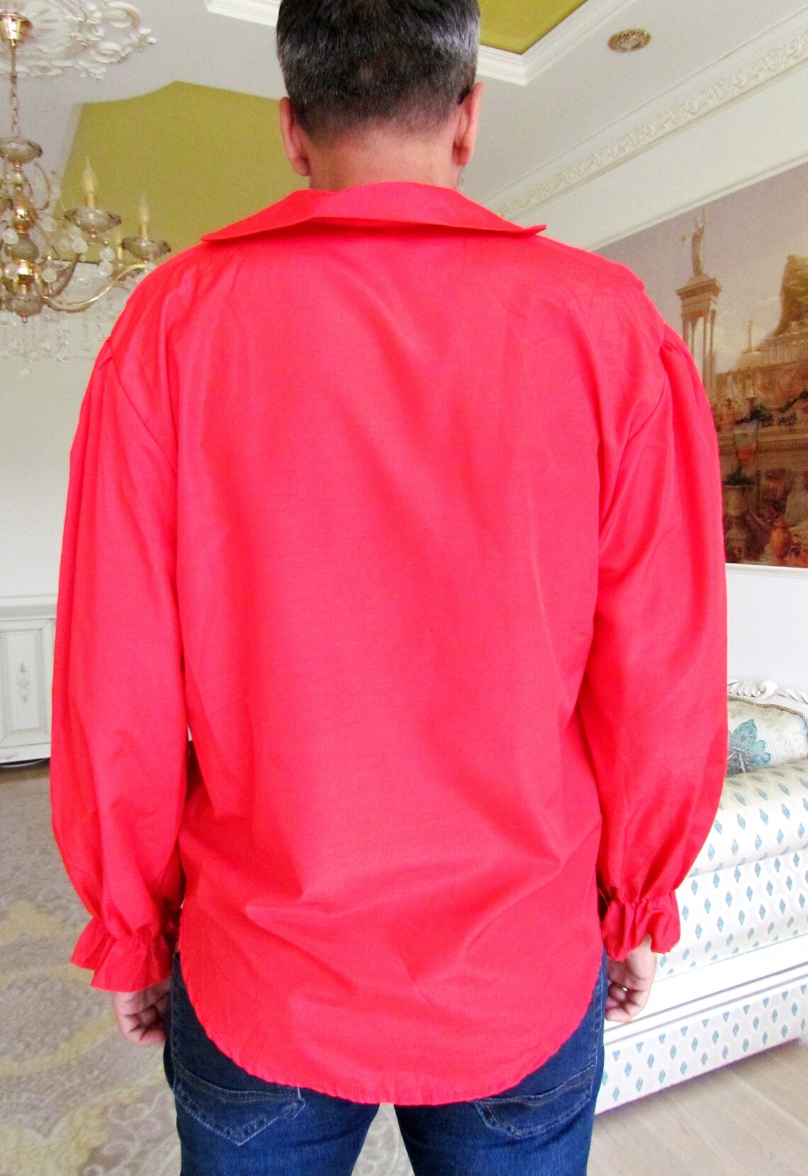 Mens Ruffle shirts Pirate Shirt Costume Shirts red Ruffle | Etsy