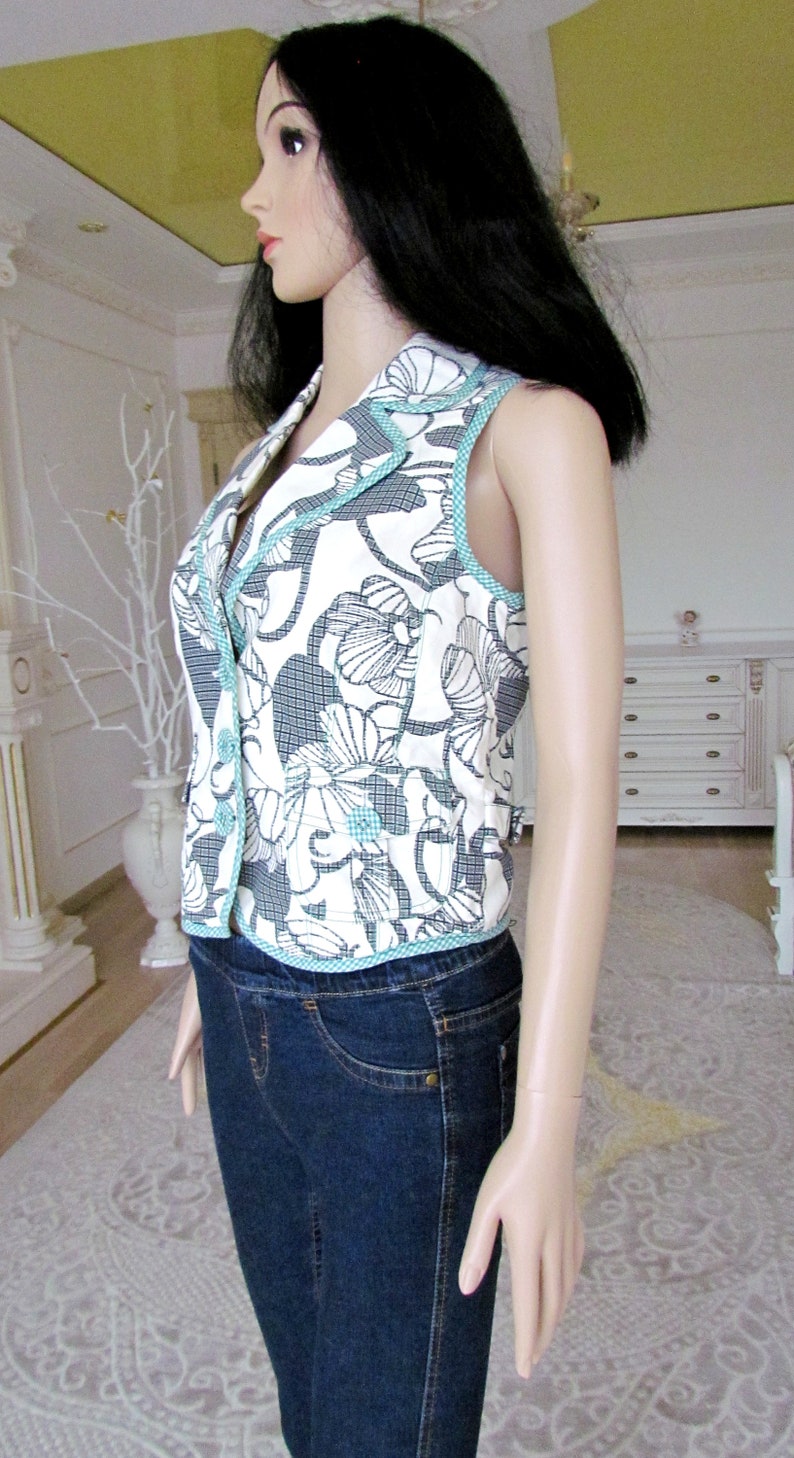 Floral Top Floral Vest White Vest Boho Vest Patterned Top - Etsy