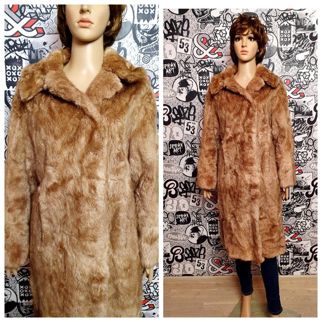 Womens Coat Genuine Rabbit Fur Coat Womens Coat Vintage L Overcoat ...