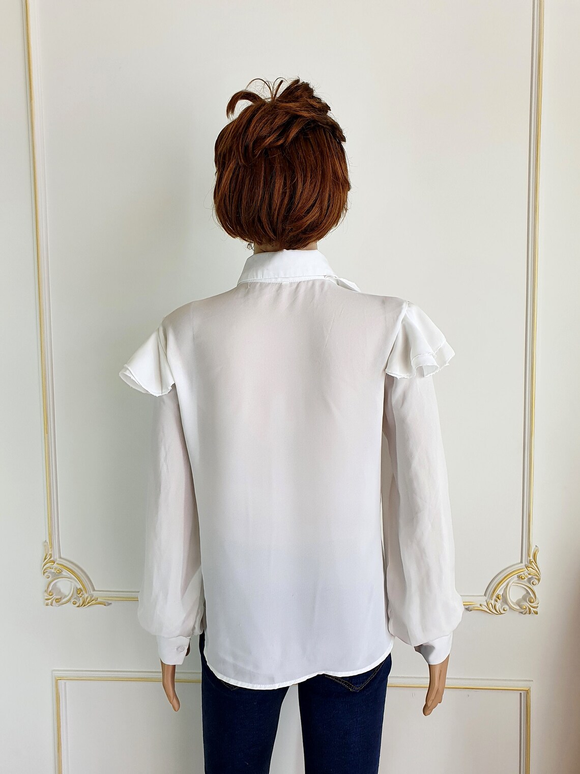 White Ruffle Shirt Boho Shirt Womens Shirt Ruffle Blouse White - Etsy