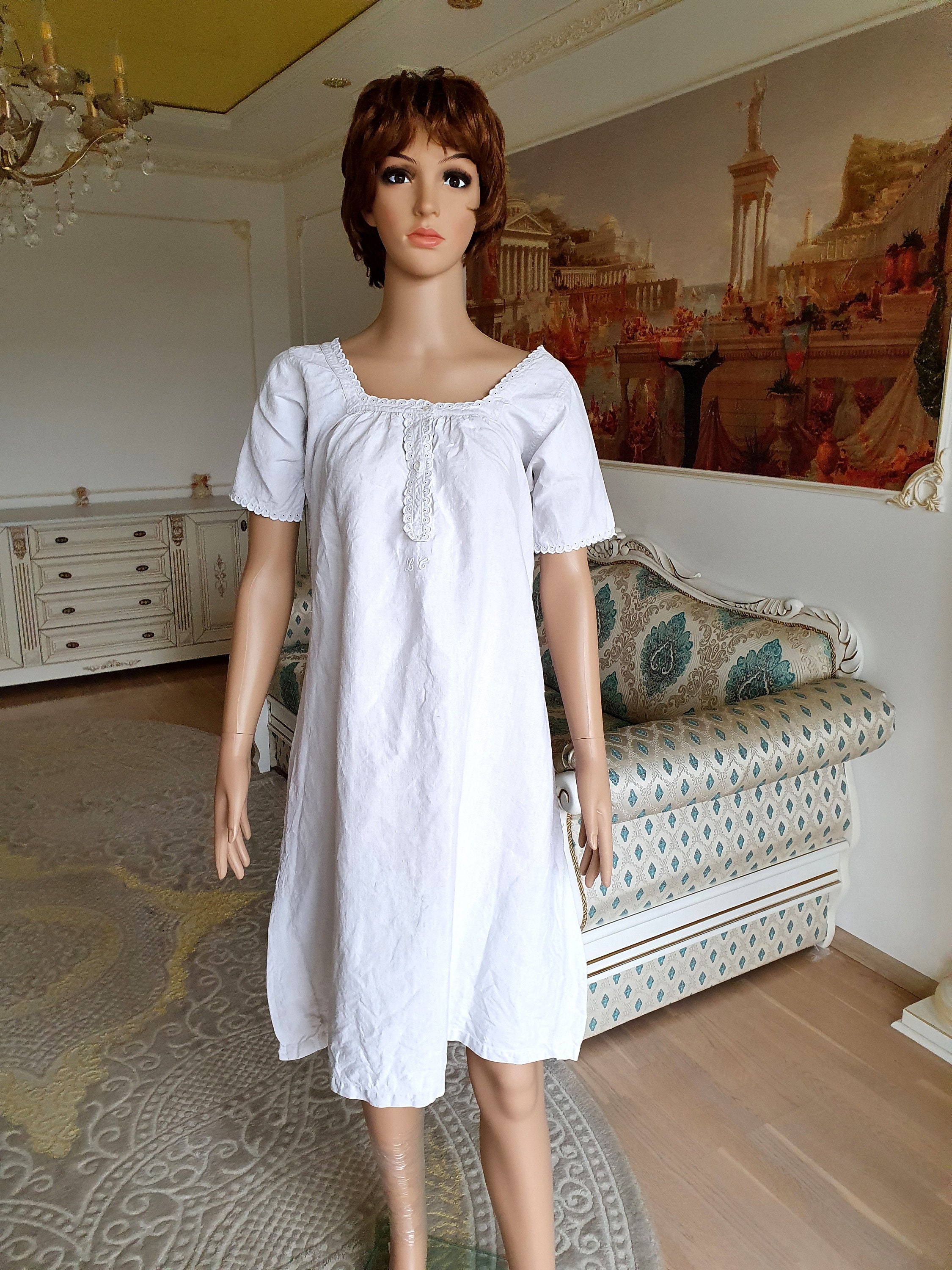 20s Antique Linen Dress Antique Dress Chemise Antique | Etsy