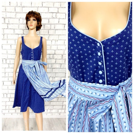 Blue floral Dirndl Dress M Oktoberfest Clothing bava… - Gem