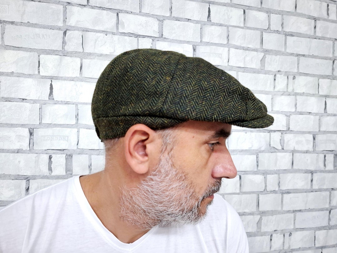 Khaki Wool Flat Cap Mens Cap Mens Newsboy Cap Gatsby Hat Ivy Hat Wool ...