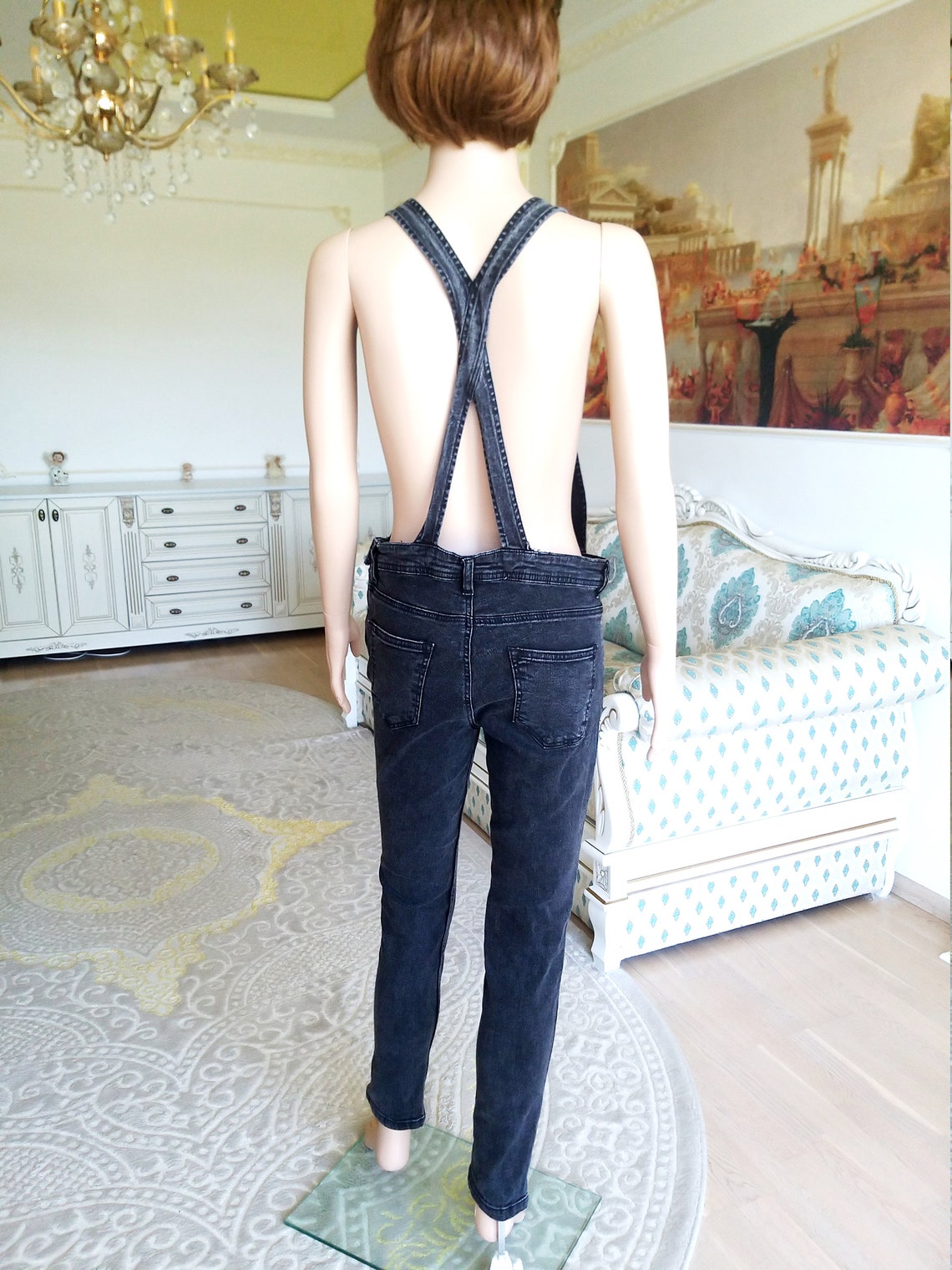 Black Denim Overall Denim Jumpsuit Jean Jumpsuit Black Overall | Etsy