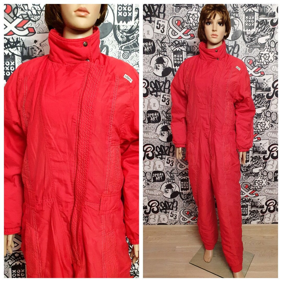 Red Ski Suit M Overall Womens Ski Suit Womens Clothing One Piece Skiing ...
