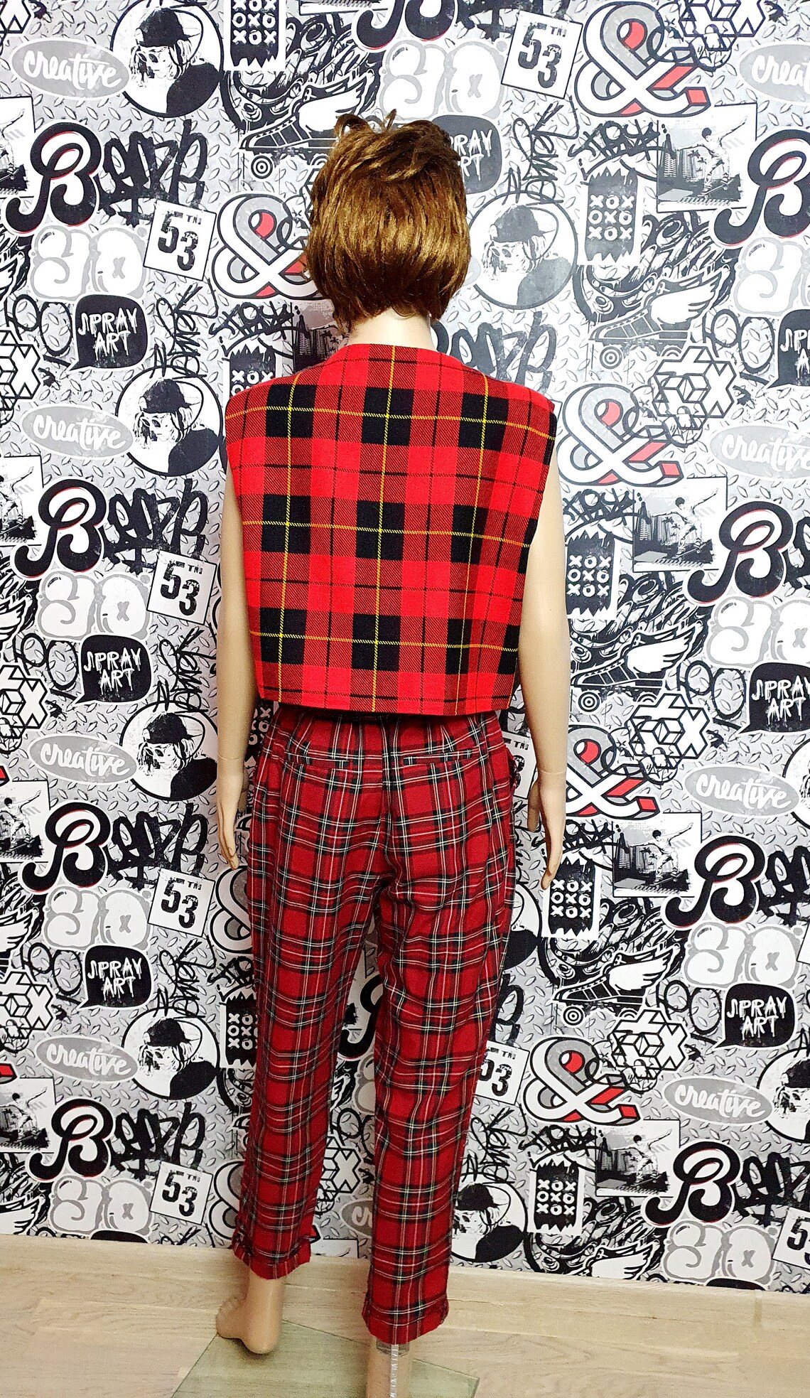 Red Plaid Pants Womens Plaid Pants Retro Pants Womens Pants - Etsy