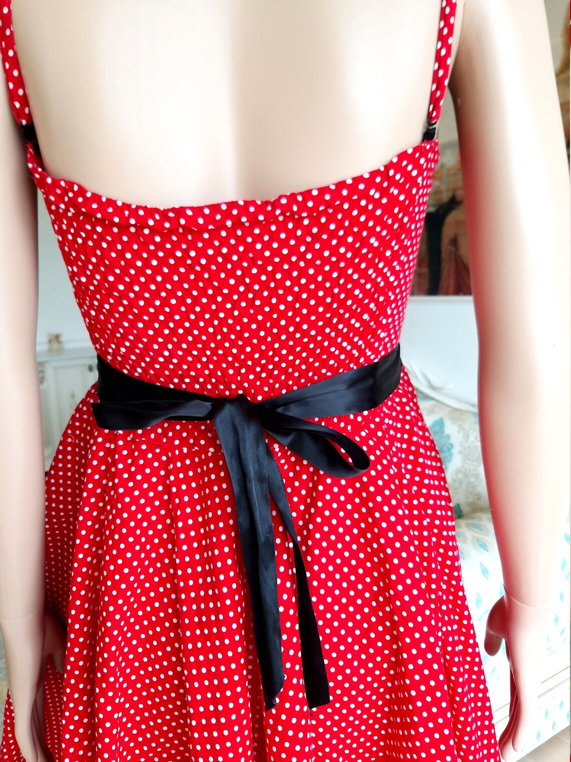 Full Dress Pin up Dress Rockabilly Dress Red Polka Dot Dress Retro ...